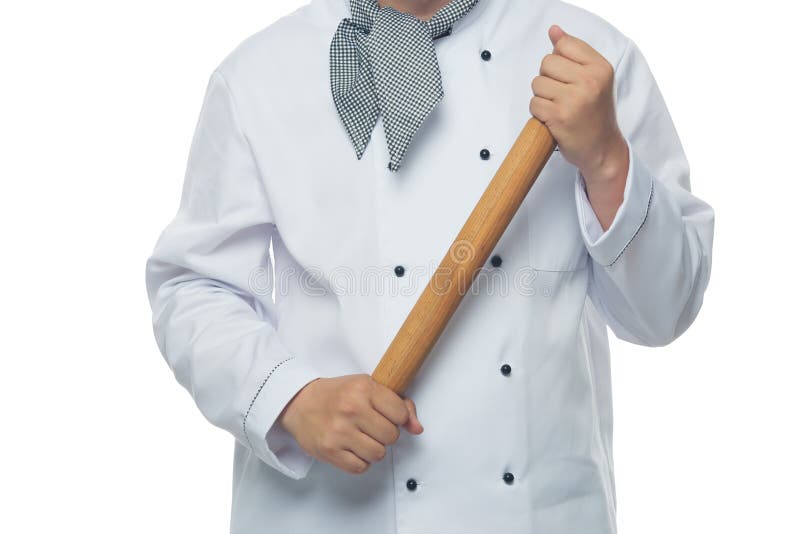 Chef holding a rolling pin stock photo. Image of equipment - 77072846