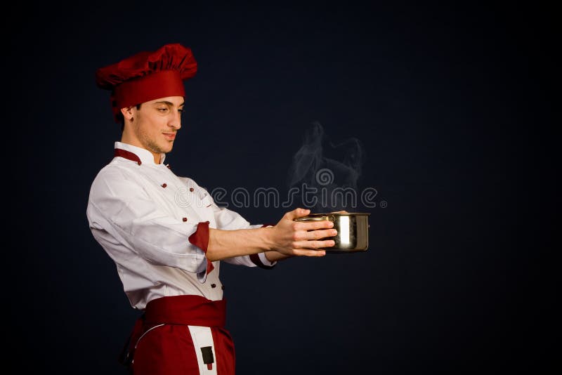 Chef with hot pot stock photo. Image of chefs, cook, concept - 21966184