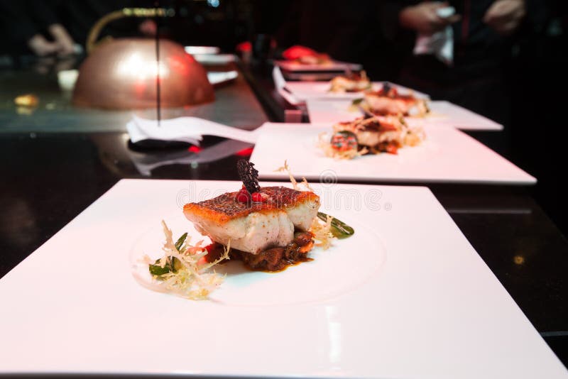 Chef in Hotel or Restaurant Kitchen Cooking for Dinner Stock Photo ...