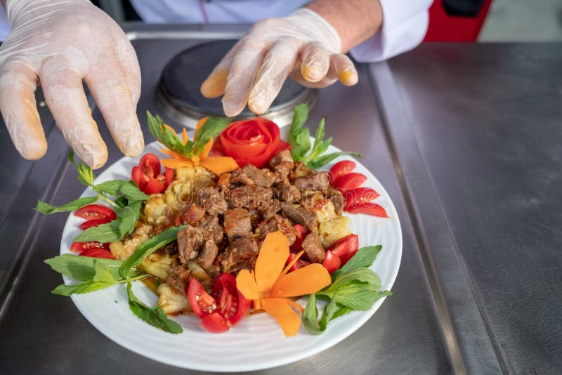 Chef in Hotel or Restaurant Kitchen Cooking only Hands Stock Photo ...