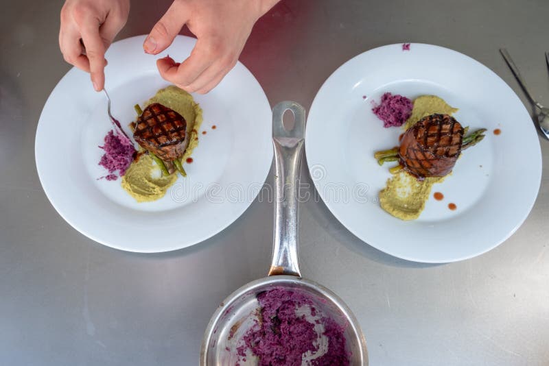 Chef in Hotel or Restaurant Kitchen Cooking only Hands Stock Photo ...