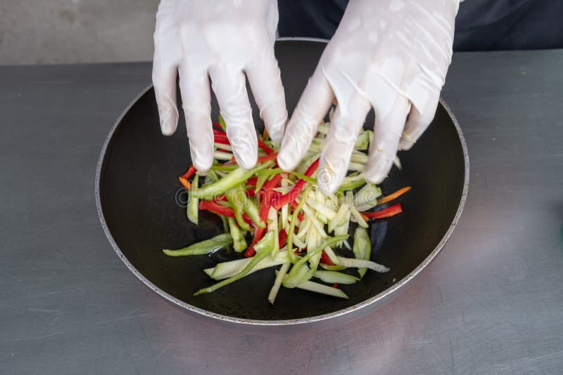 Chef in Hotel or Restaurant Kitchen Cooking only Hands Stock Image ...