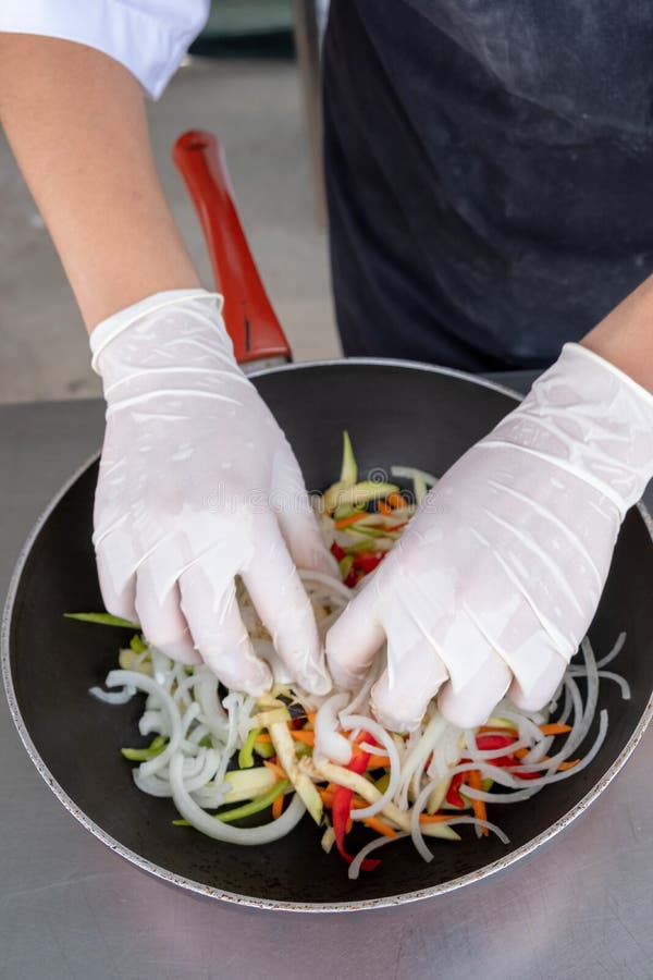 Chef in Hotel or Restaurant Kitchen Cooking only Hands Stock Photo ...