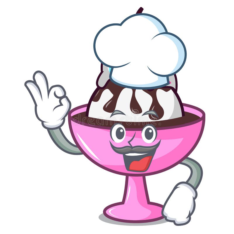 Chef Ice Cream Sundae Character Cartoon Stock Vector - Illustration of ...