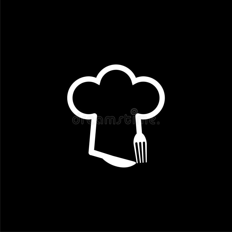 Black Chef Hat Silhouette with Fork, Knife, Spoon Icon or Logo Stock ...