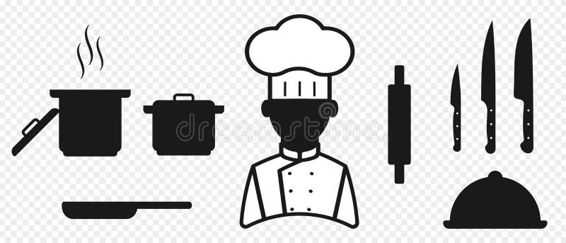 Chef Icon Set. Collection of Cooking Kitchen Utensils Symbol Stock ...