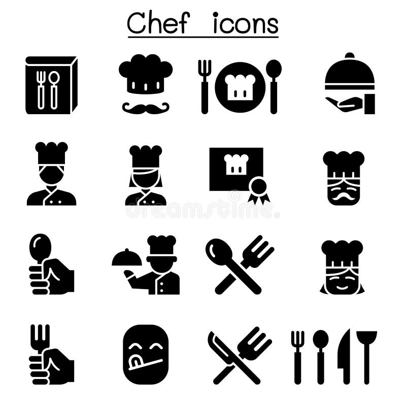 Chef icon set stock illustration. Illustration of collection - 122280345