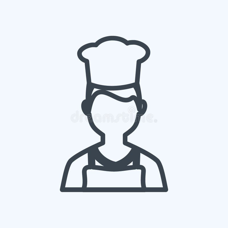 Chef Icon in Trendy Line Style Isolated on Soft Blue Background Stock ...