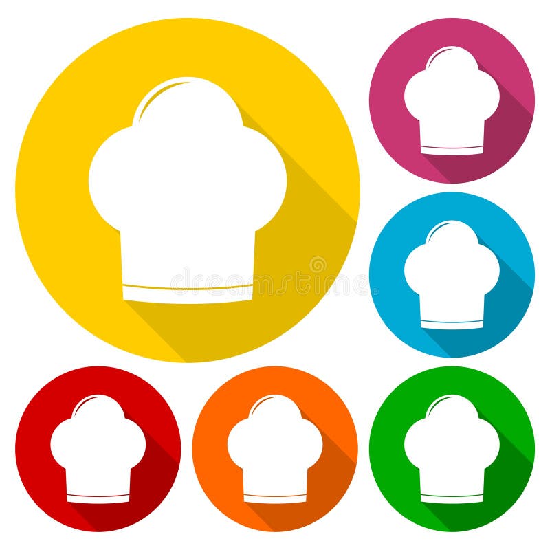 Chef Icons Set with Long Shadow Stock Illustration - Illustration of ...