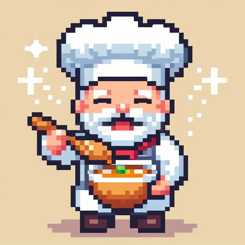 Chef Illustrator Design, Pixel Art Stock Illustration - Illustration of ...