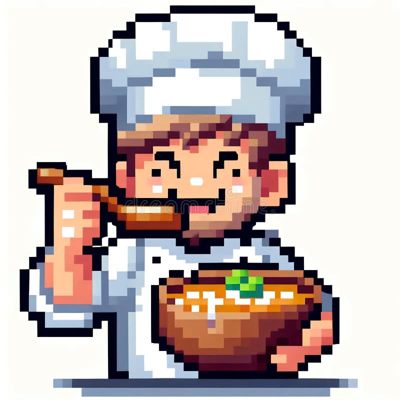 Chef Illustrator Design, Pixel Art Stock Illustration - Illustration of ...
