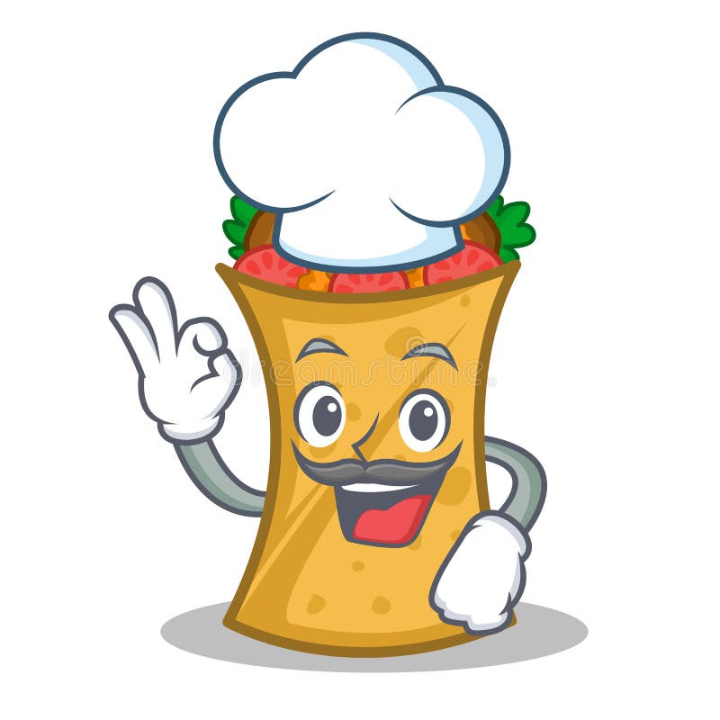 Chef Kebab Wrap Character Cartoon Stock Vector - Illustration of cooked ...