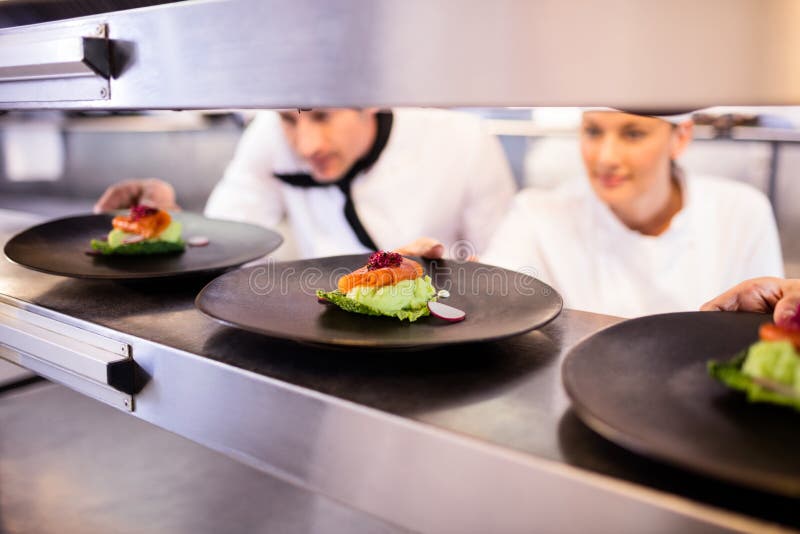 Chef Keeping Appetizer Plate Ready on the Order Station Stock Image ...