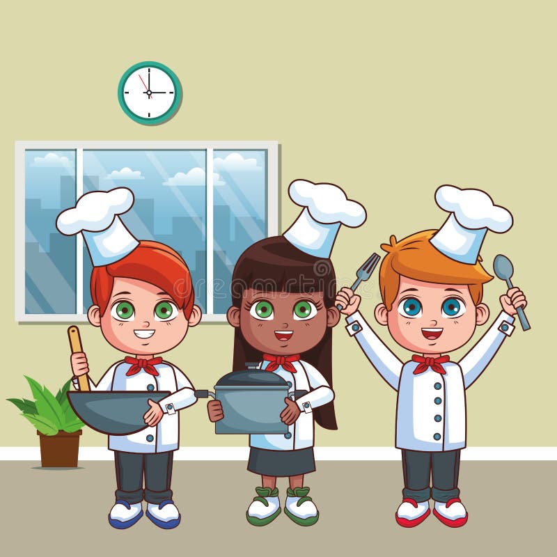 Chef kids cartoons stock vector. Illustration of child - 134871028