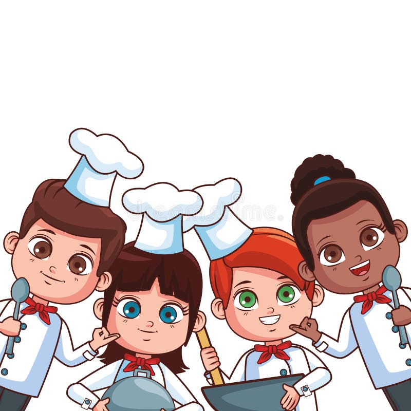 Chef Kids Holding Pizza stock illustration. Illustration of girls - 8535392