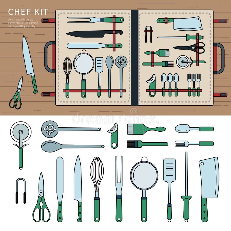 Chef kit on the table stock vector. Illustration of cooking - 85992430