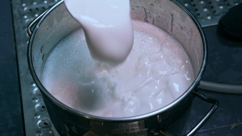 In the Kitchen of Cantonese Rice Rolls Shop, the Chef is Making Rice ...