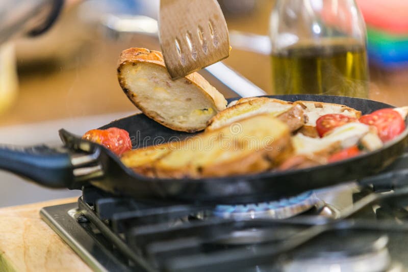 The Chef in the Kitchen Prepares Food Stock Image - Image of prepares ...