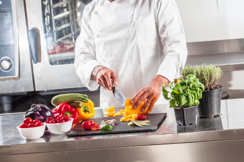 Chef in kitchen stock photo. Image of bakery, cousine - 199850708