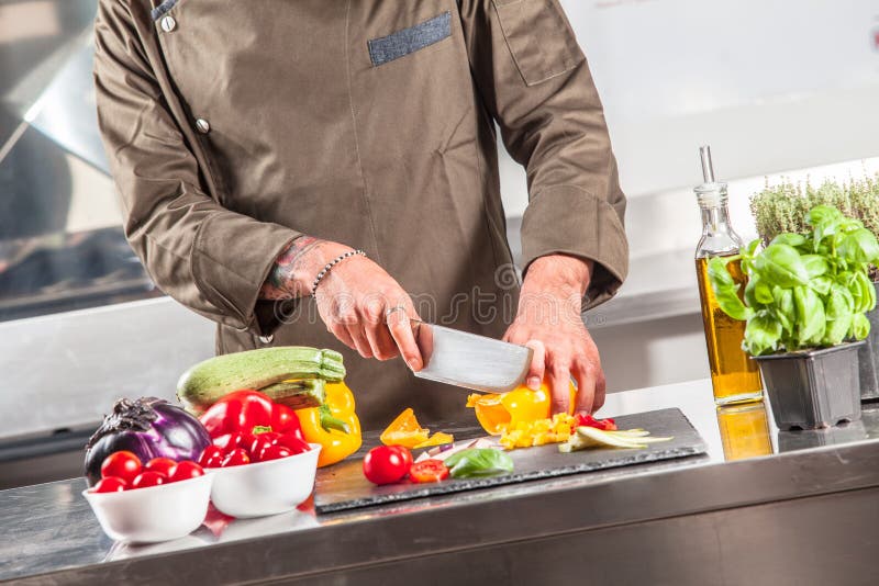Chef in kitchen stock image. Image of hand, chef, dinner - 199850725