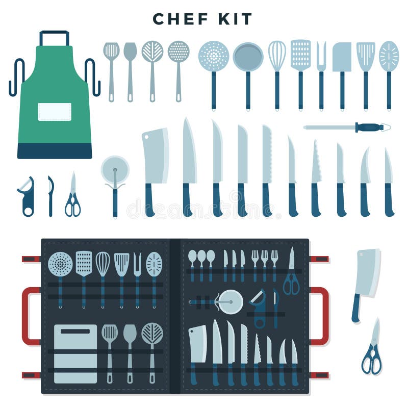 Chef Kitchen Tools Set. Collection of Tools for Cooking, Knives for ...