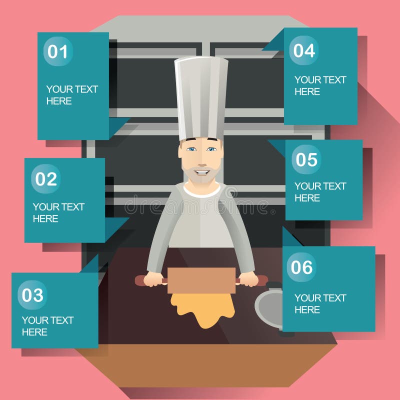 Chef in Kitchen. Vector Illustration Decorative Design Stock Vector ...