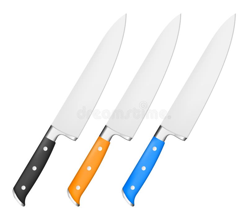 Chef Knife with Handle in Different Color Stock Vector - Illustration ...