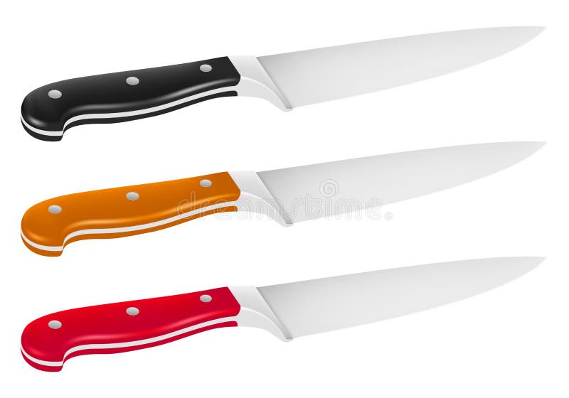 Chef Knife with Handle in Different Color Stock Vector - Illustration ...
