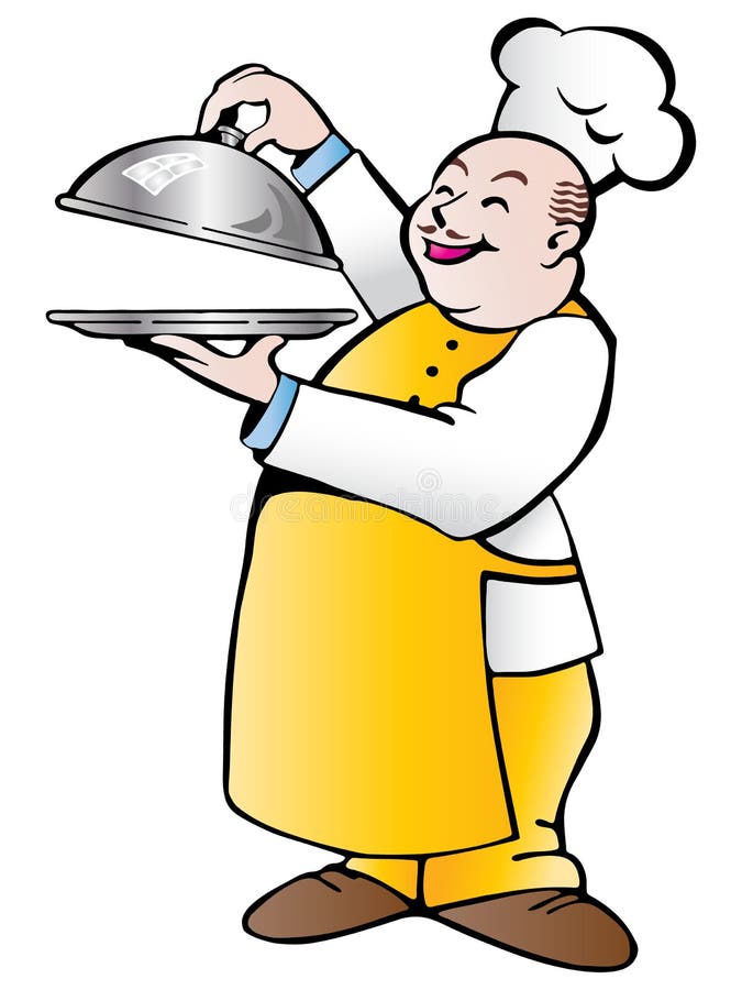 Chef-kok met dienblad stock illustratie. Illustration of persoon - 12705809