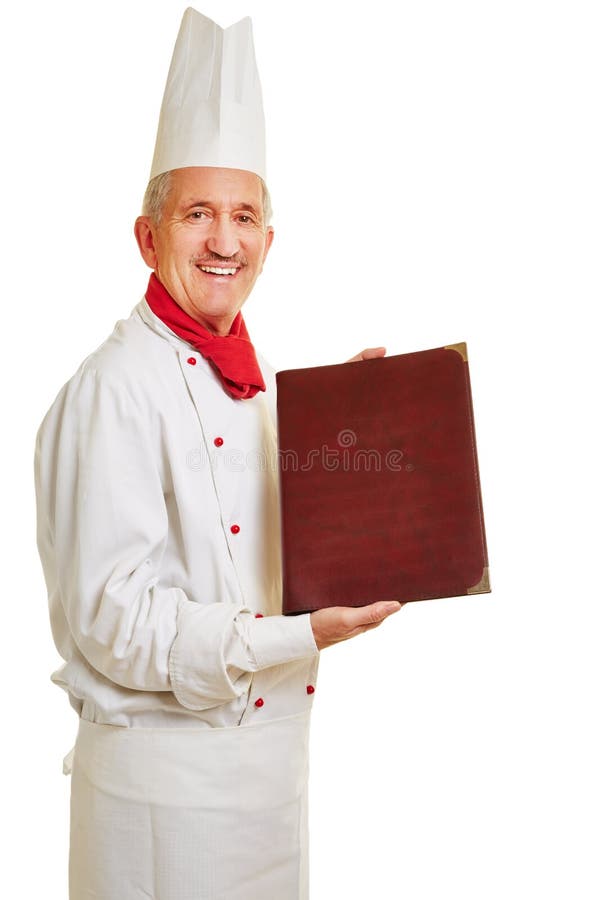 Chef-kokkok Die Menu Aanbieden Stock Foto - Image of kaart, knipsel ...