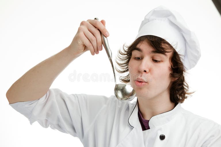 Chef with ladle stock photo. Image of uniform, cheerful - 17051464