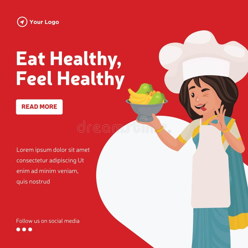 Banner Design of Eat Healthy Feel Healthy Stock Vector - Illustration ...