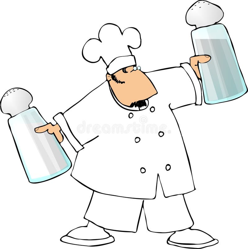 Chef with Large Salt and Pepper Shakers Stock Illustration ...