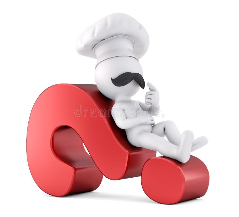 Chef Laying on a Red Question Mark. 3D Illustration Stock Illustration ...