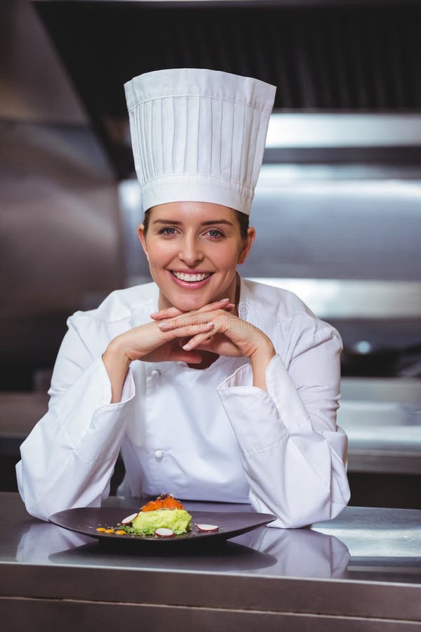 Chef Leaning on the Counter with a Dish Stock Image - Image of cuisine ...