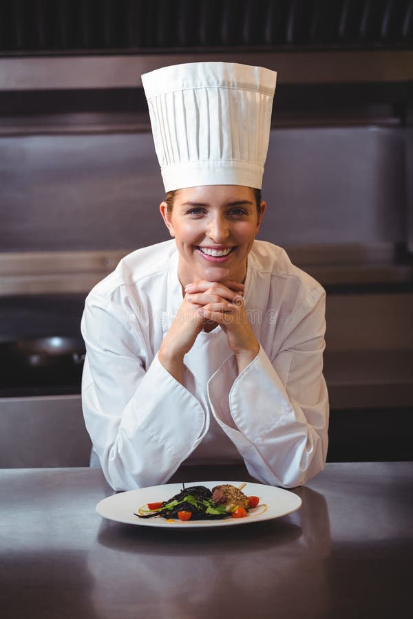 Chef Leaning on the Counter with a Dish Stock Image - Image of cuisine ...
