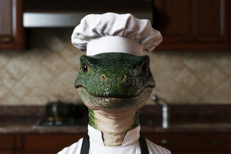 Chef Lizard in Kitchen Uniform Stock Illustration - Illustration of ...