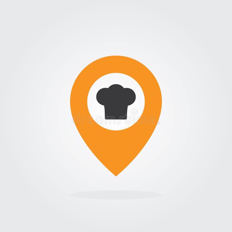 Chef Location Pointer with Chef Hat Symbol Vector. Map Pointer Icon for ...