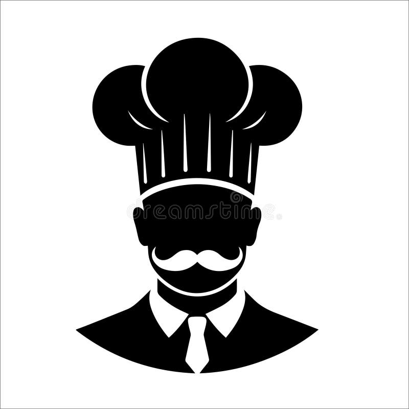 Chef Logo or Avatar, Minimal Silhouette of Cook in Hat Stock ...