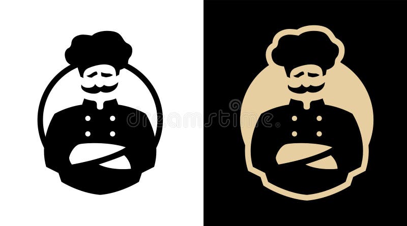 Chef Logo on a Dark and Light Background. Vector Illustration. Stock ...