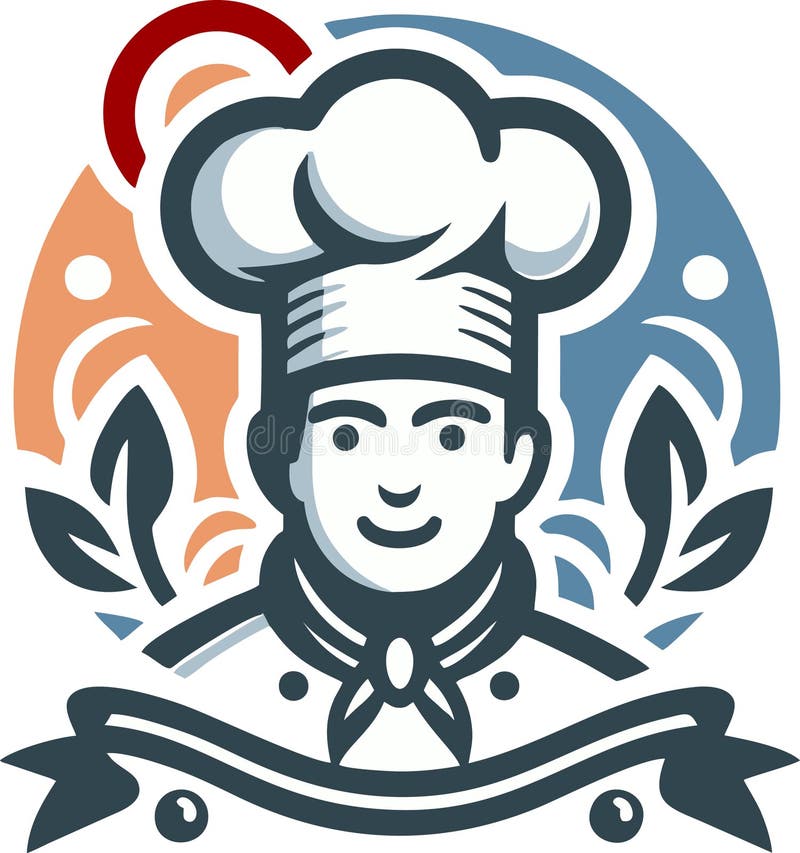 Chef Logo Simple with Natural Plants Stock Vector - Illustration of ...