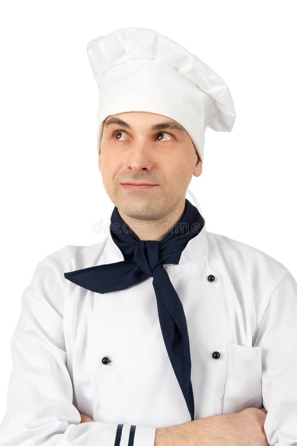 Chef Looking Up and Thinking Stock Photo - Image of gourmet, senior ...