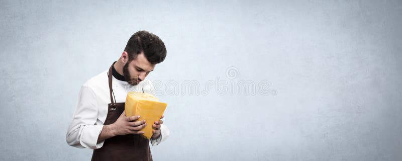 Chef looks at cheese stock image. Image of cheese, vegetable - 182996709