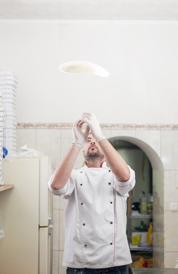 Chef makes pizza stock photo. Image of happy, symbol - 43436568