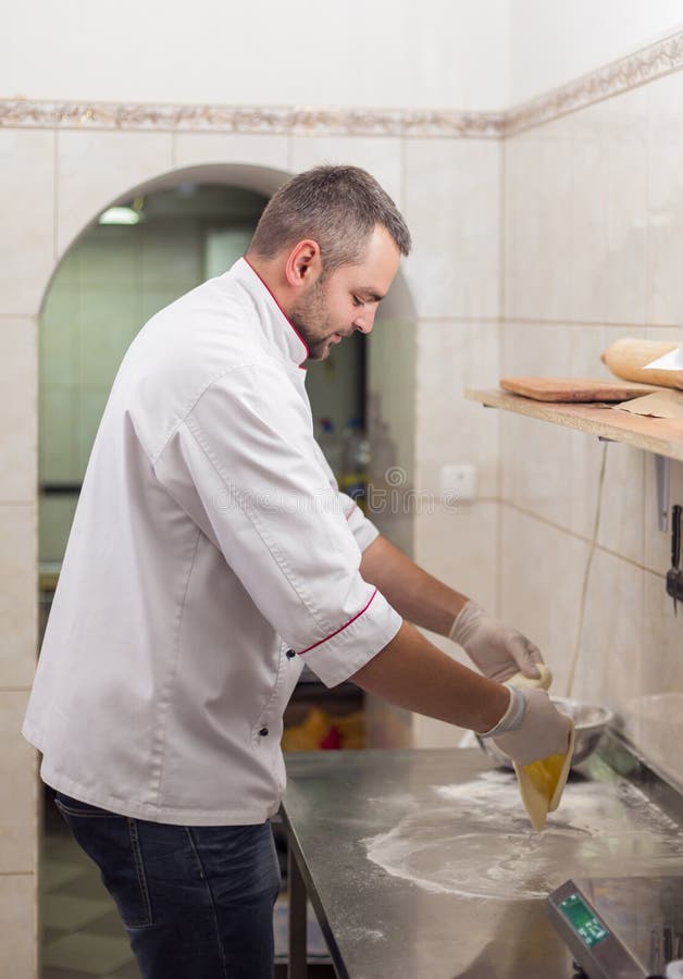 Chef makes pizza stock image. Image of snack, food, meal - 43494049