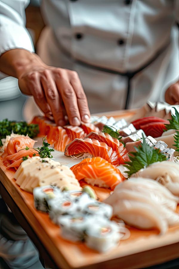 The Chef Makes a Presentation of the Dish To Be Served. Selective Focus ...