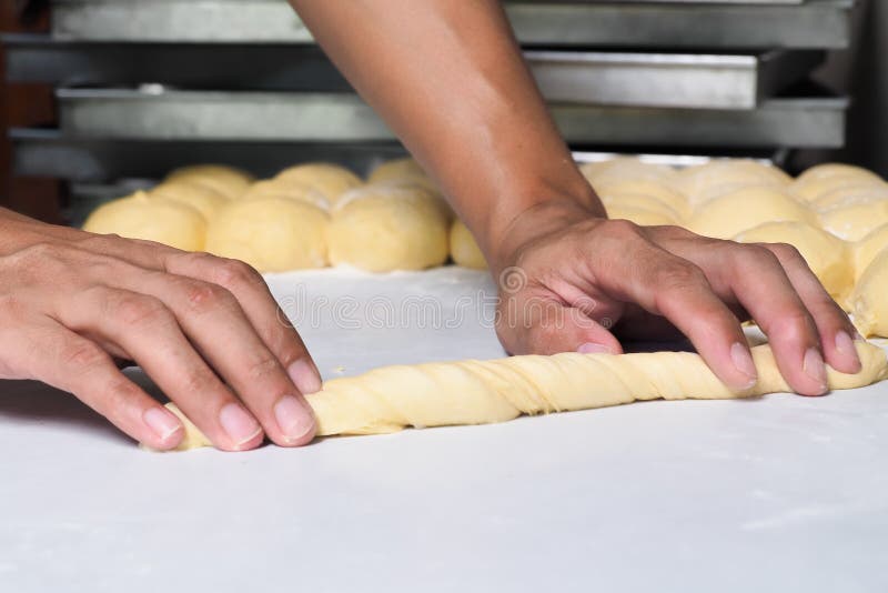 The chef is making bread stock image. Image of cuisine - 179469593