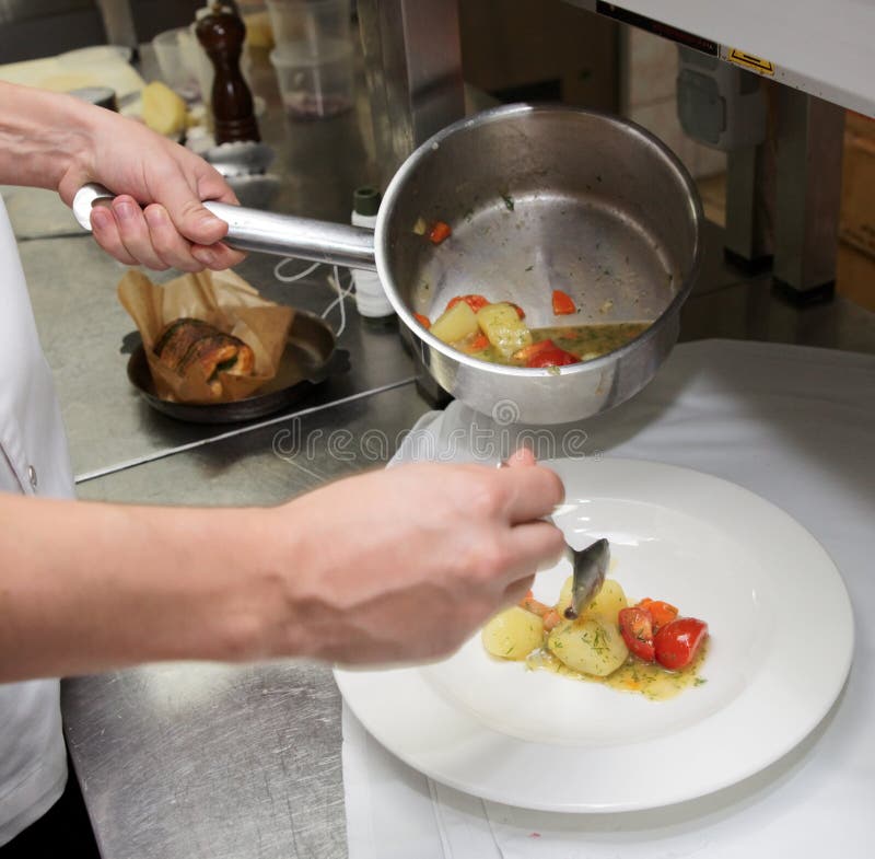 Chef cooking in kitchen stock photo. Image of professional - 2107230