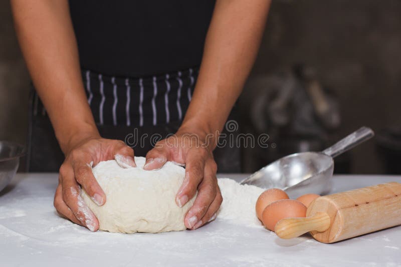 The Chef is Making the Dough To Make Bread Stock Photo - Image of fresh ...