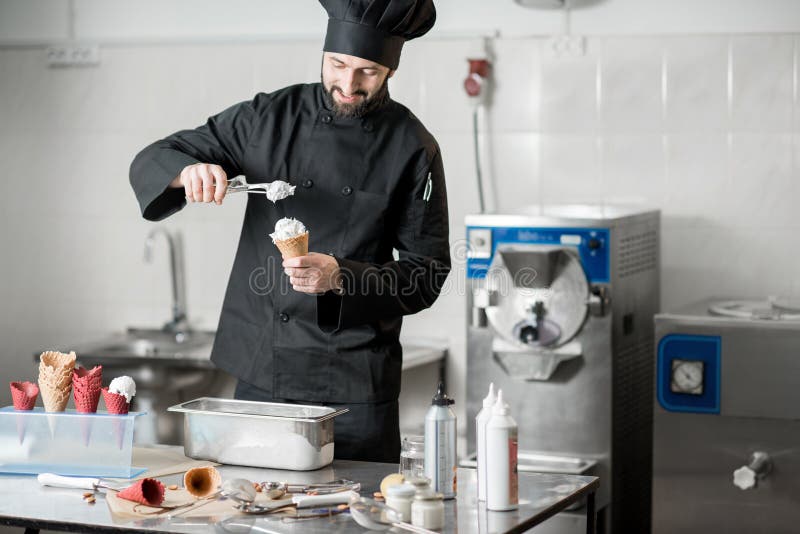 Chef making ice cream stock photo. Image of cold, chef - 112916418